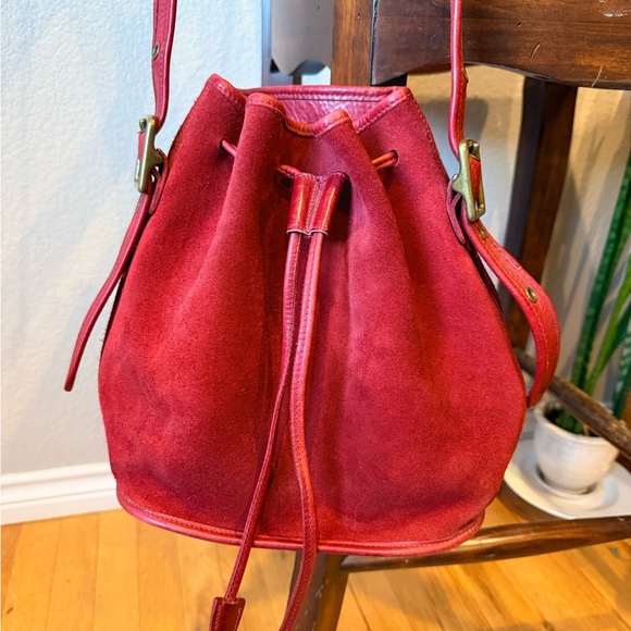 Coach | Bags | Rare Elegant Vintage Coach Berkeley Red Suede Drawstring ...
